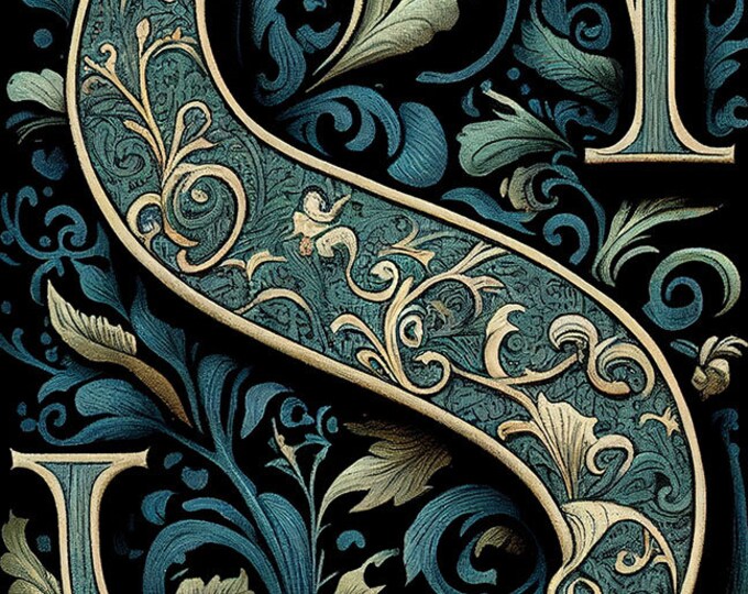 Illuminated Manuscript Letter R Initial With Classic Flourish Floral ...