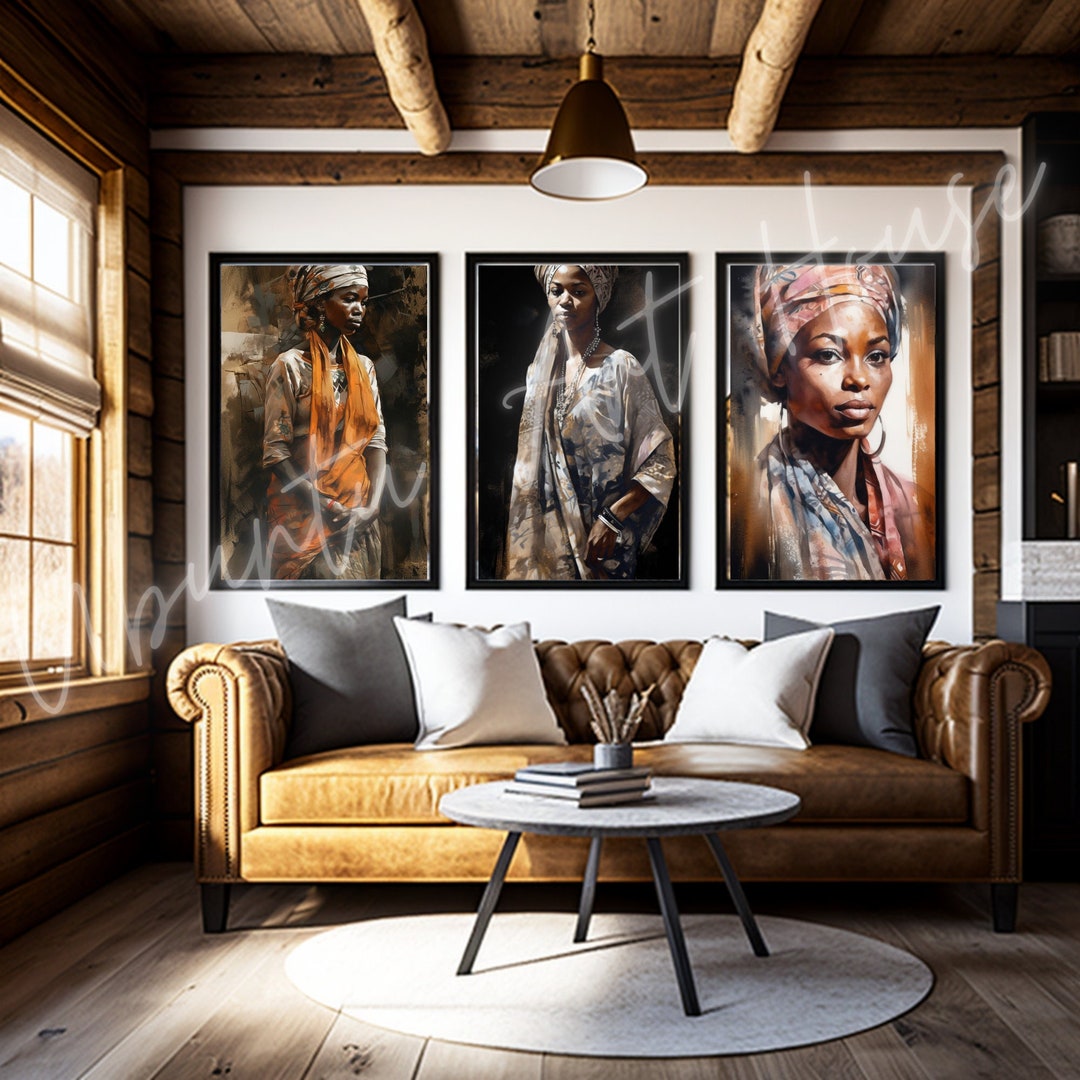 African Women in Melhfa Standing Wall Art Printable - Bundle (3 Pics ...