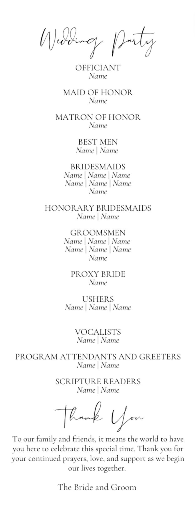 Wedding Ceremony Program - Customizable Digital File - Etsy