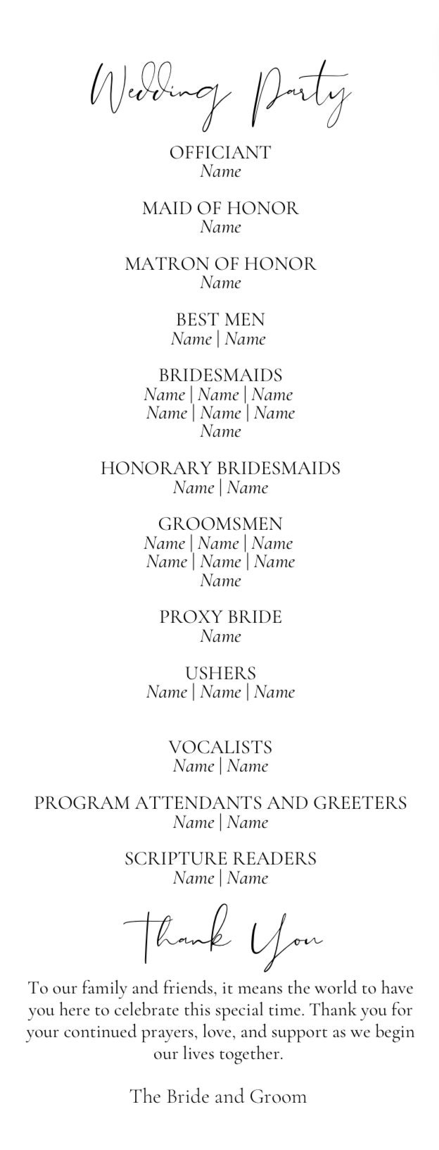 Wedding Ceremony Program - Customizable Digital File - Etsy