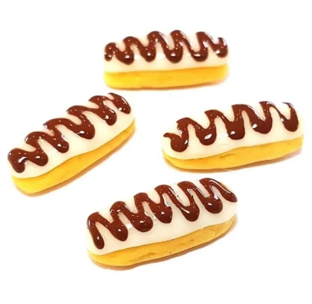 5 Pc Miniature White Frosted Eclairs W/ Chocolate Swirl 16-112 Scale - Etsy