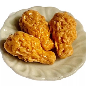 4pc Miniature Fried Chicken Dinner Ceramic Plate Set Lot 1;6-1;12 Scale ...