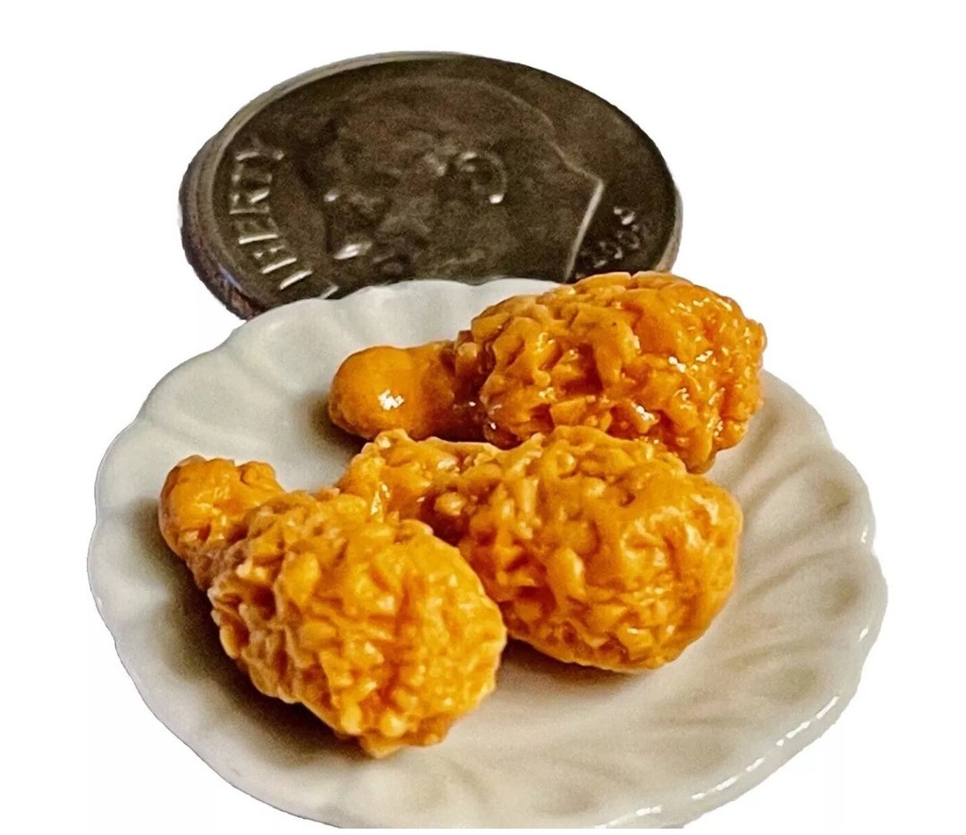4pc Miniature Fried Chicken Dinner Ceramic Plate Set Lot 1;6-1;12 Scale ...
