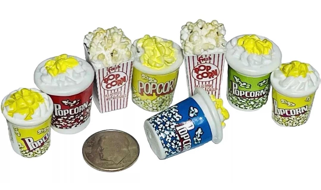 8pc Miniature Popcorn Boxes and Colored Buckets Kids Lot 1;6-1;12 Scale ...