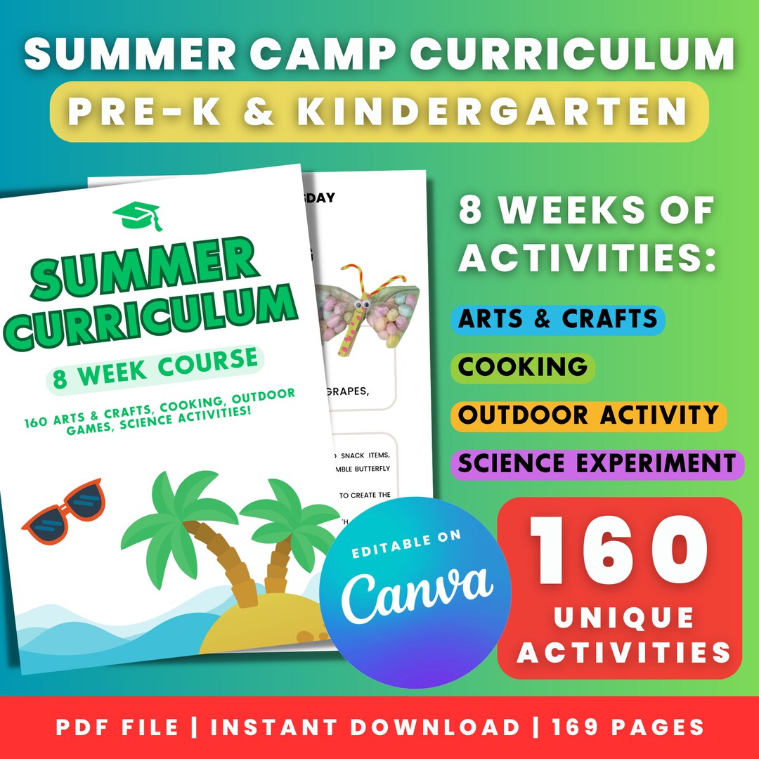 SUMMER CAMP CURRICULUM | Canva Editable | Activities for Preschool ...