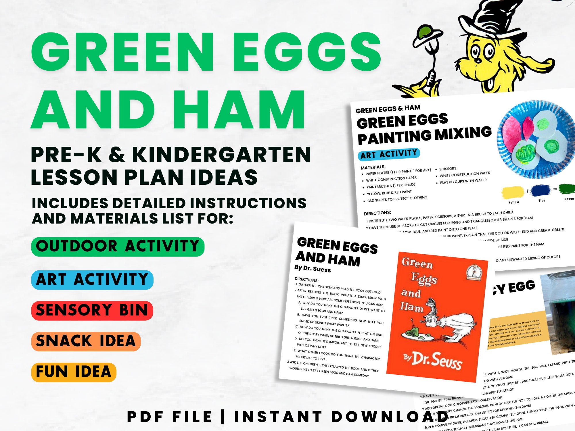 Green Eggs and Ham Reading Activity | Preschool & Kindergarten Reading ...