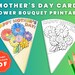 Mothers Day Coloring Card, Mothers Day Card Printable, Flower Bouquet ...