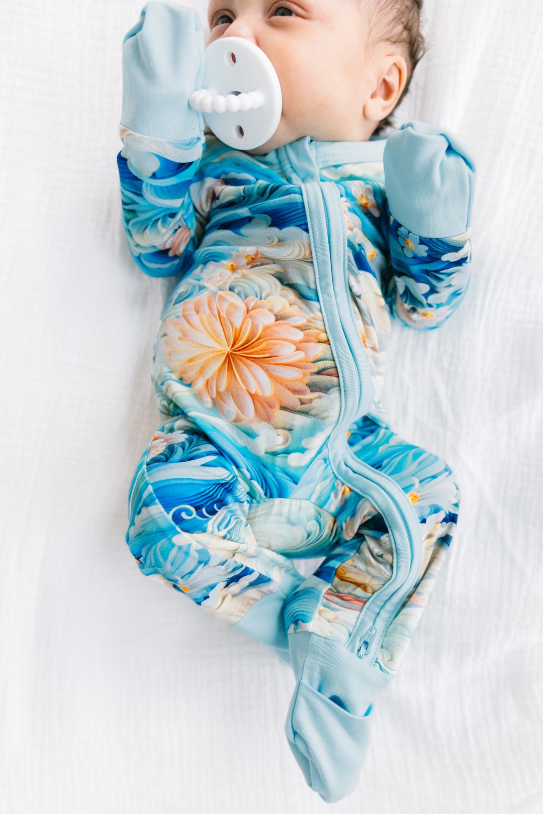 Bamboo Convertible Romper- Skyline Swirl | Sky Zippered Romper | Bamboo ...