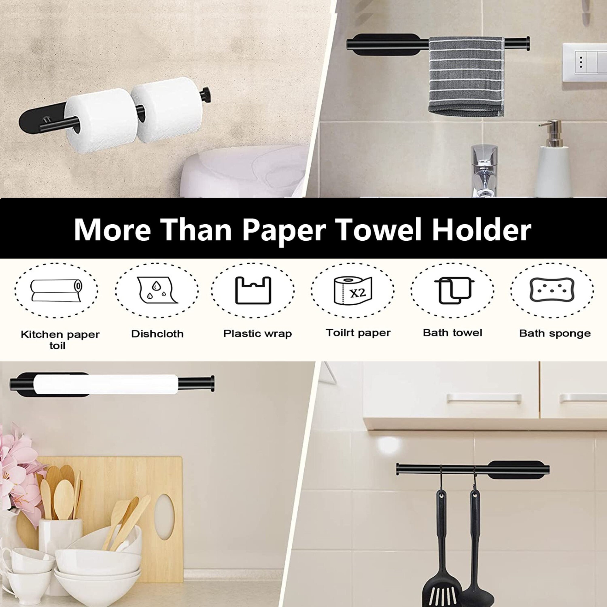 Wall Mount Paper Towel Holder, Kitchen for Paper Towel Holder, Paper ...