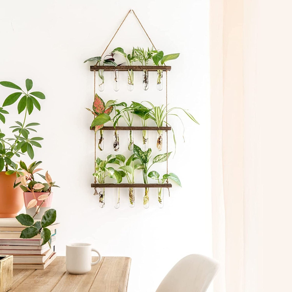 Wall Mount Plant Propagation Tubes, 3 Layer Wall Coat Rack, Pot Holders ...
