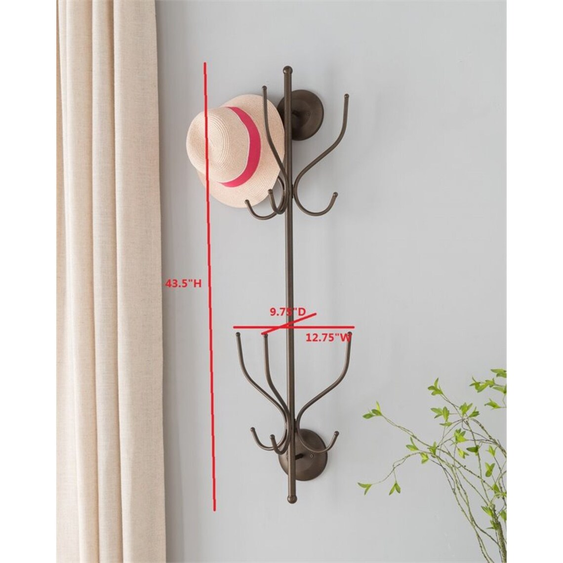 12 Hook Wall Mounted Coat Rack, Unique Wall Mount Entryway Organizer ...