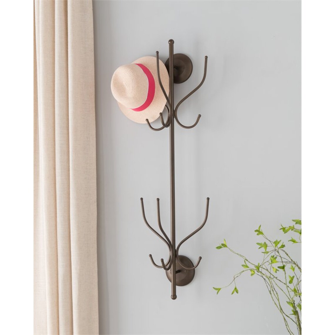 12 Hook Wall Mounted Coat Rack, Unique Wall Mount Entryway Organizer ...