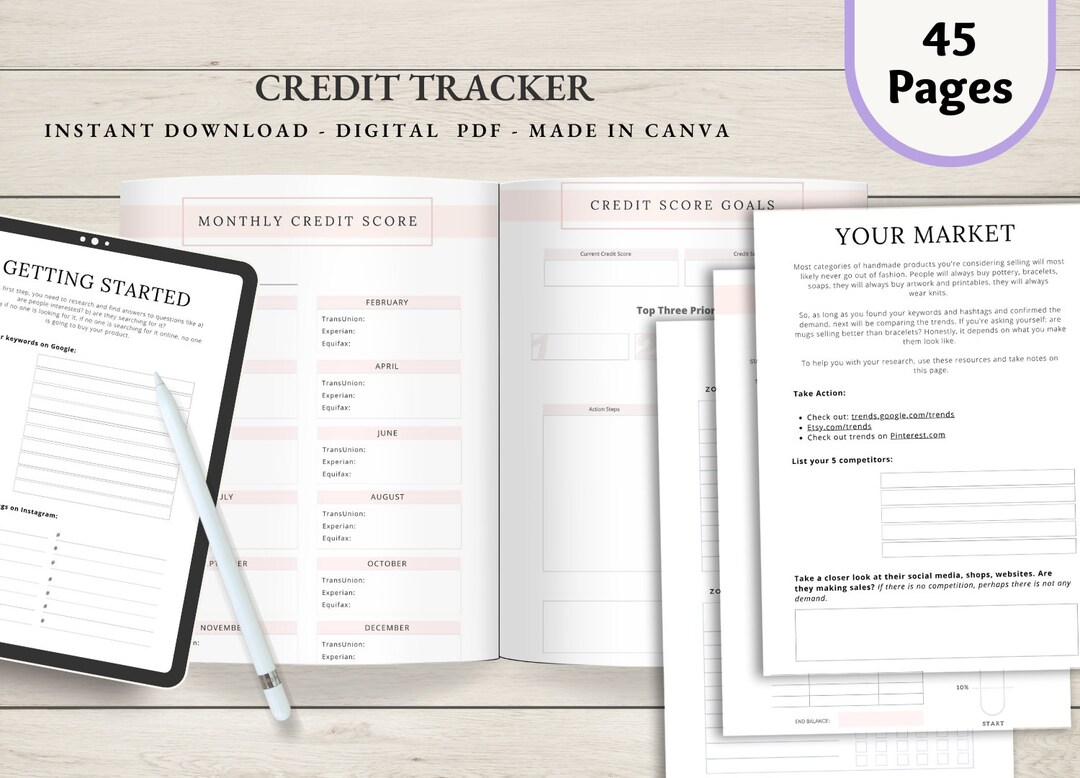 Credit Score Planner Printable Set, Credit Score Trackers, Money Goals ...