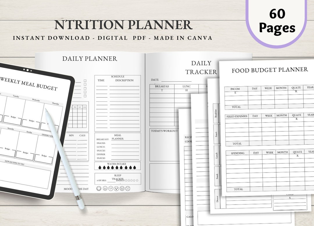 Nutrition Planner, Digital Meal Planner | Weekly Meal Planner | Food ...