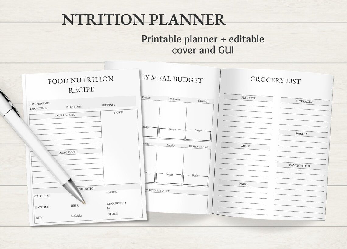 Nutrition Planner, Digital Meal Planner | Weekly Meal Planner | Food ...