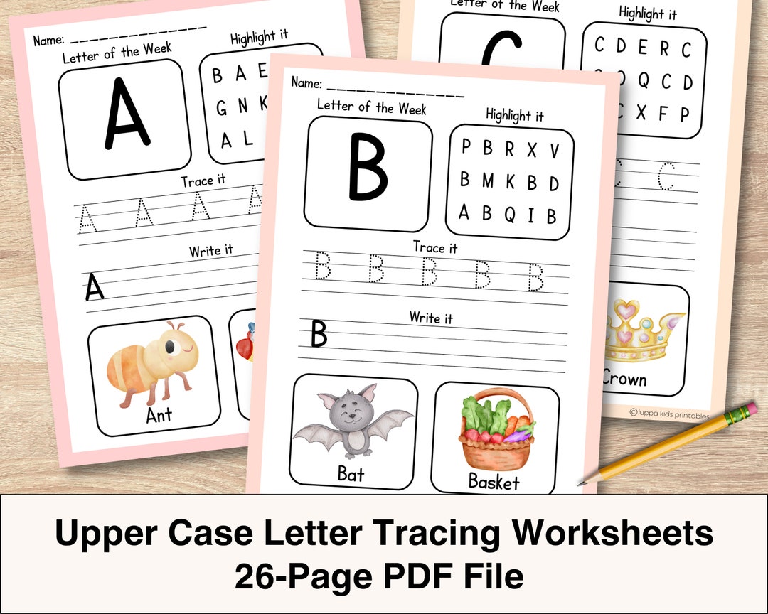 Printable Worksheets Alphabet Tracing Kids Preschool Curriculum ...