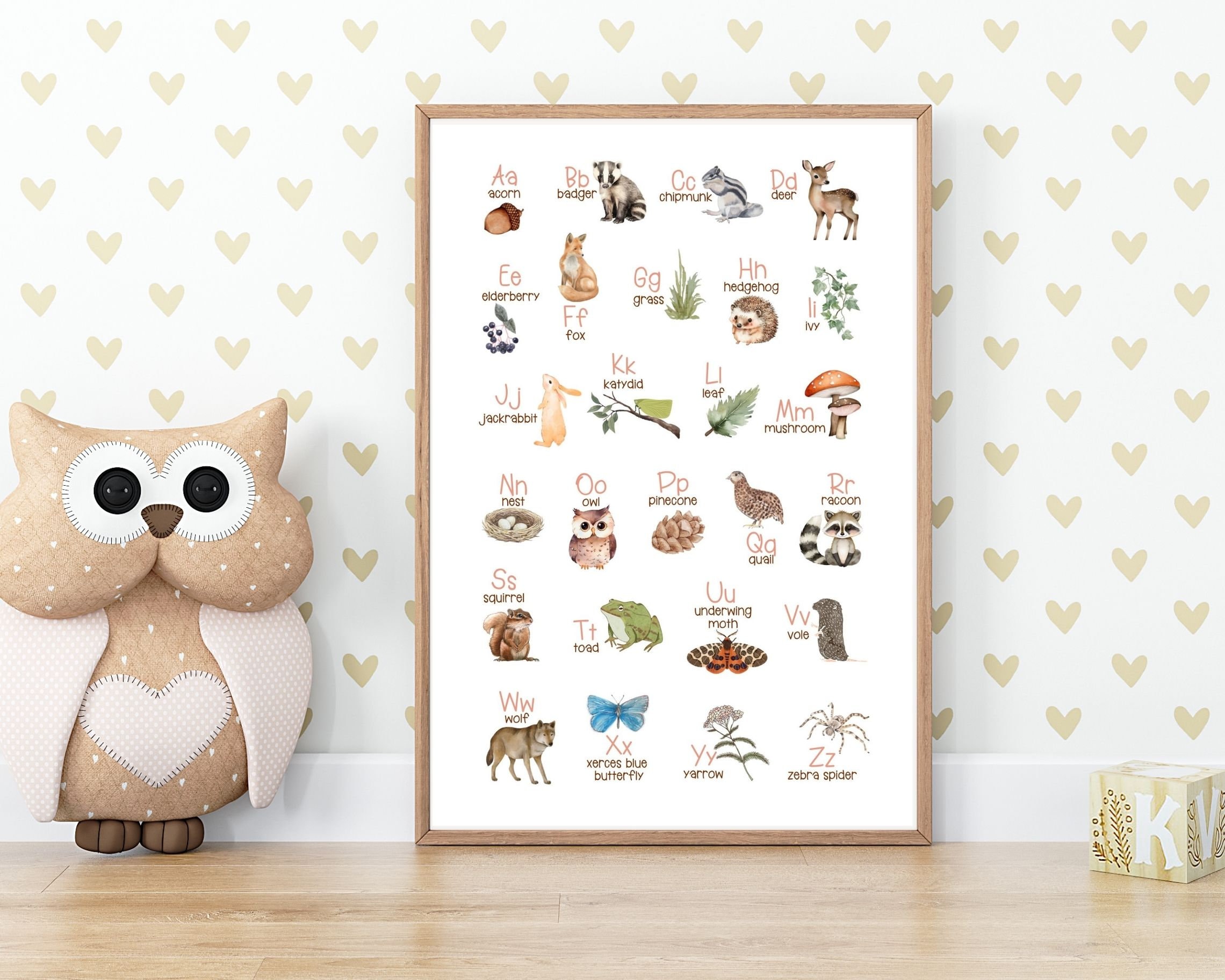 Woodland Alphabet Poster, Preschool ABC Chart, Animal Alphabet Letters ...