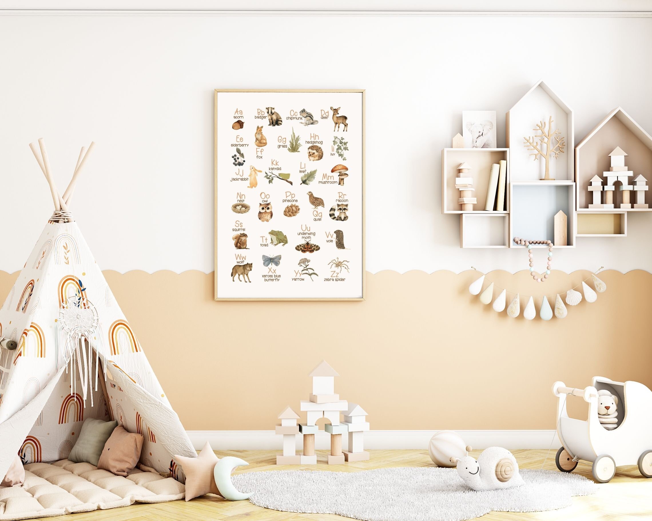 Woodland Alphabet Poster, Preschool ABC Chart, Animal Alphabet Letters ...