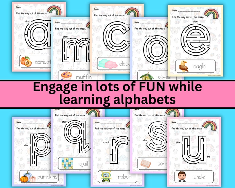 Letter Maze Printable, Alphabet Maze Worksheet, Alphabet Worksheets for ...