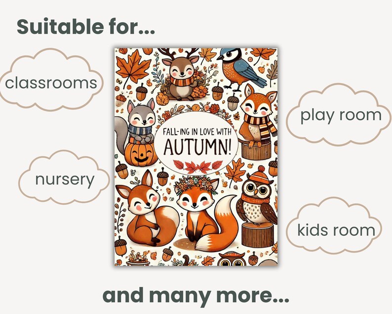 Fall Wall Art Printable for Kids, Nursery Wall Decor, Fall Classroom ...