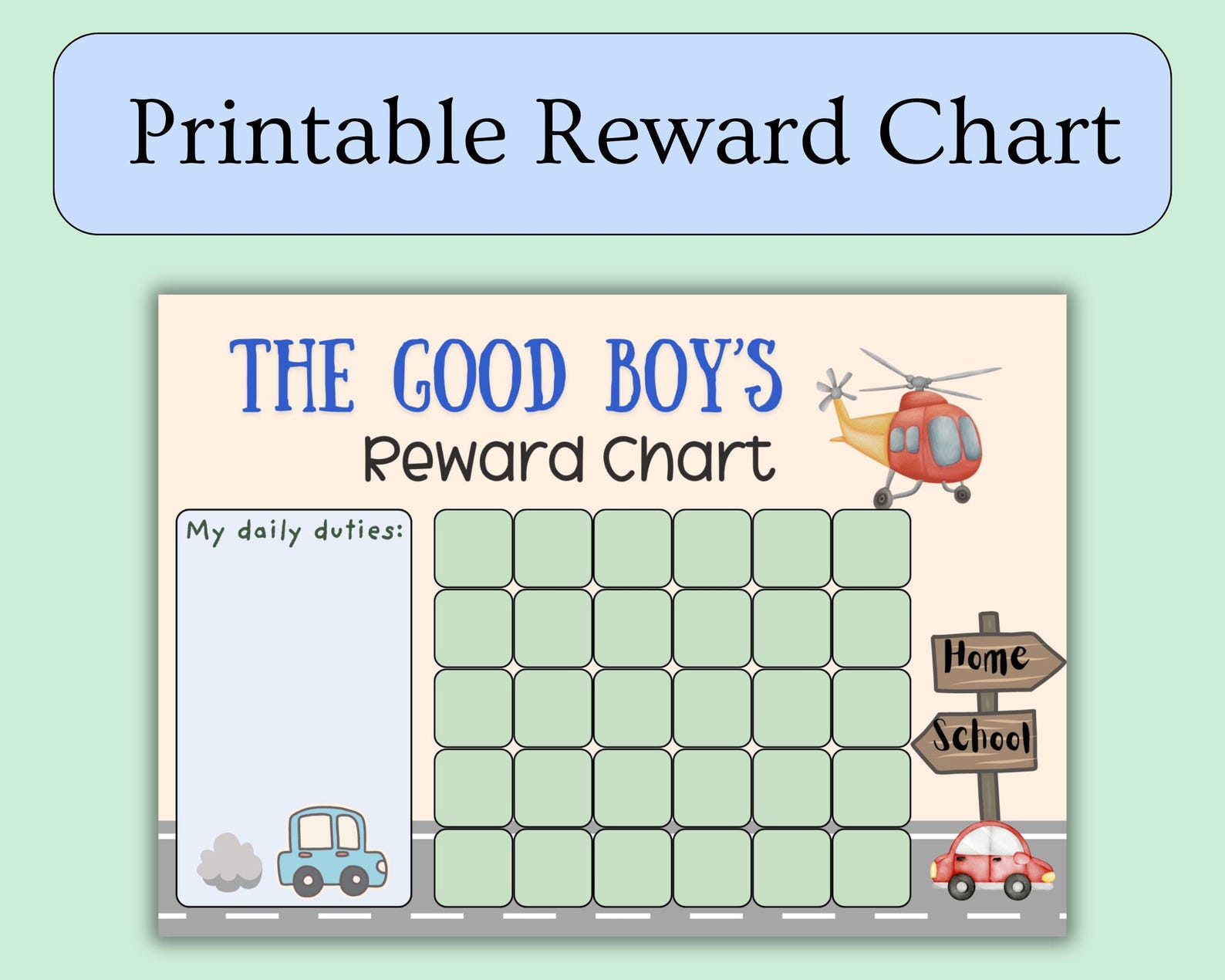 Daily Chore Chart Printable, Pastel Reward Chart, Good Behavior Chart ...