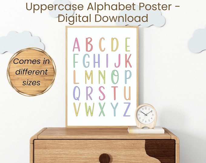 ABC Nursery Prints, Alphabet Learning Poster, Boho Nursery Decor ...