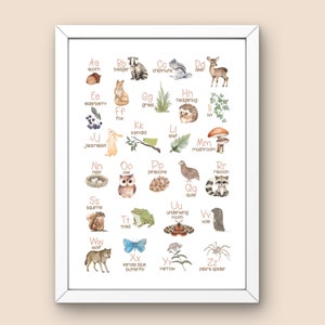 Woodland Alphabet Poster, Preschool ABC Chart, Animal Alphabet Letters ...