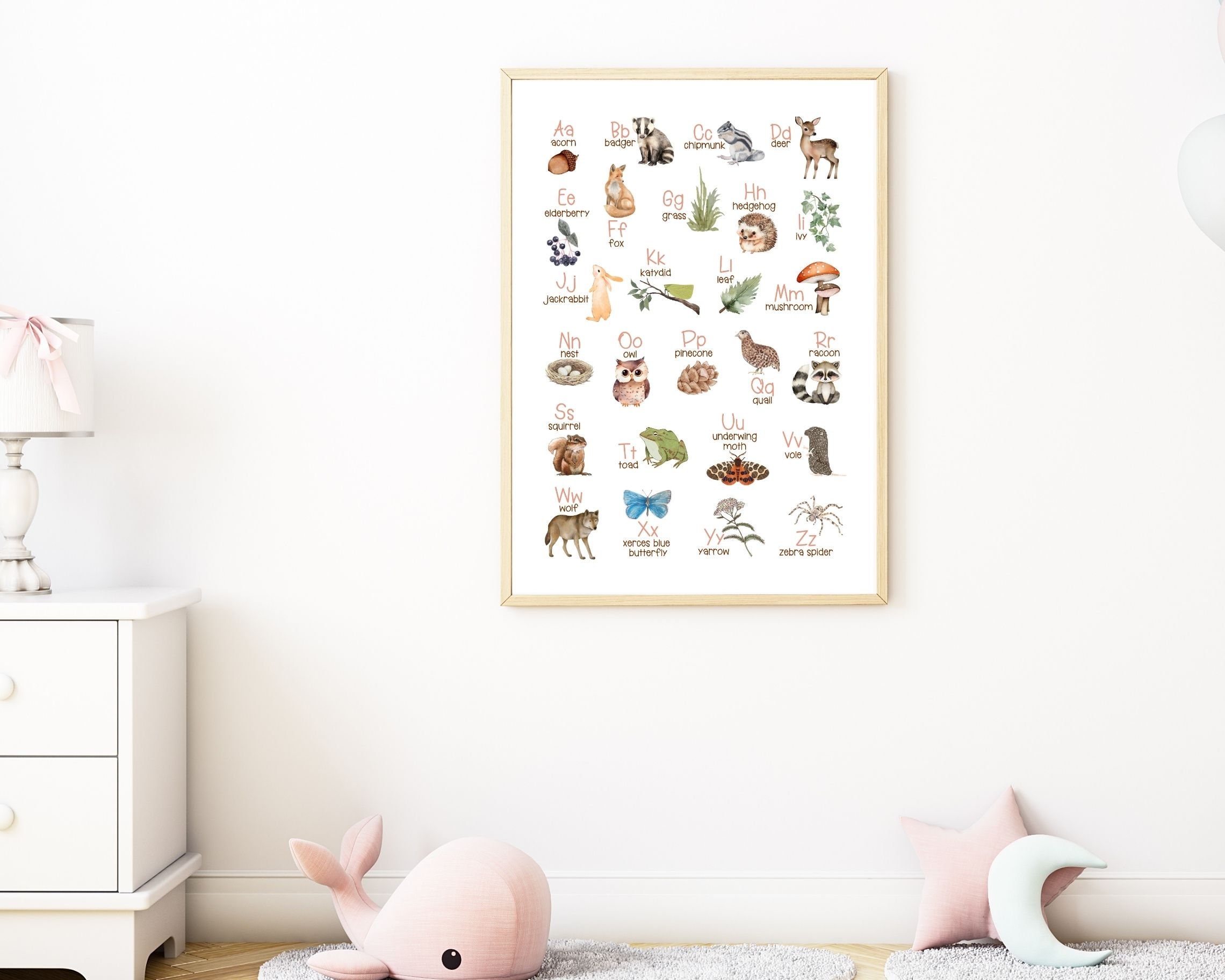 Woodland Alphabet Poster, Preschool ABC Chart, Animal Alphabet Letters ...