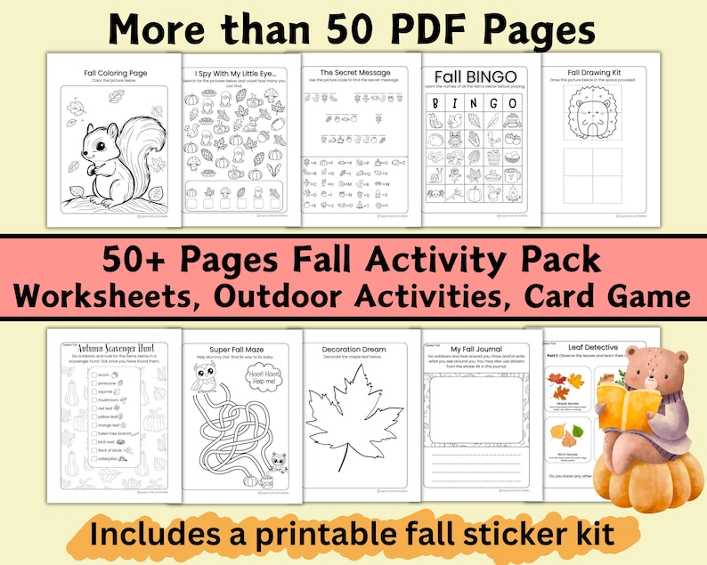Fall Activities for Preschoolers and Children Aged 5-8: Worksheets ...