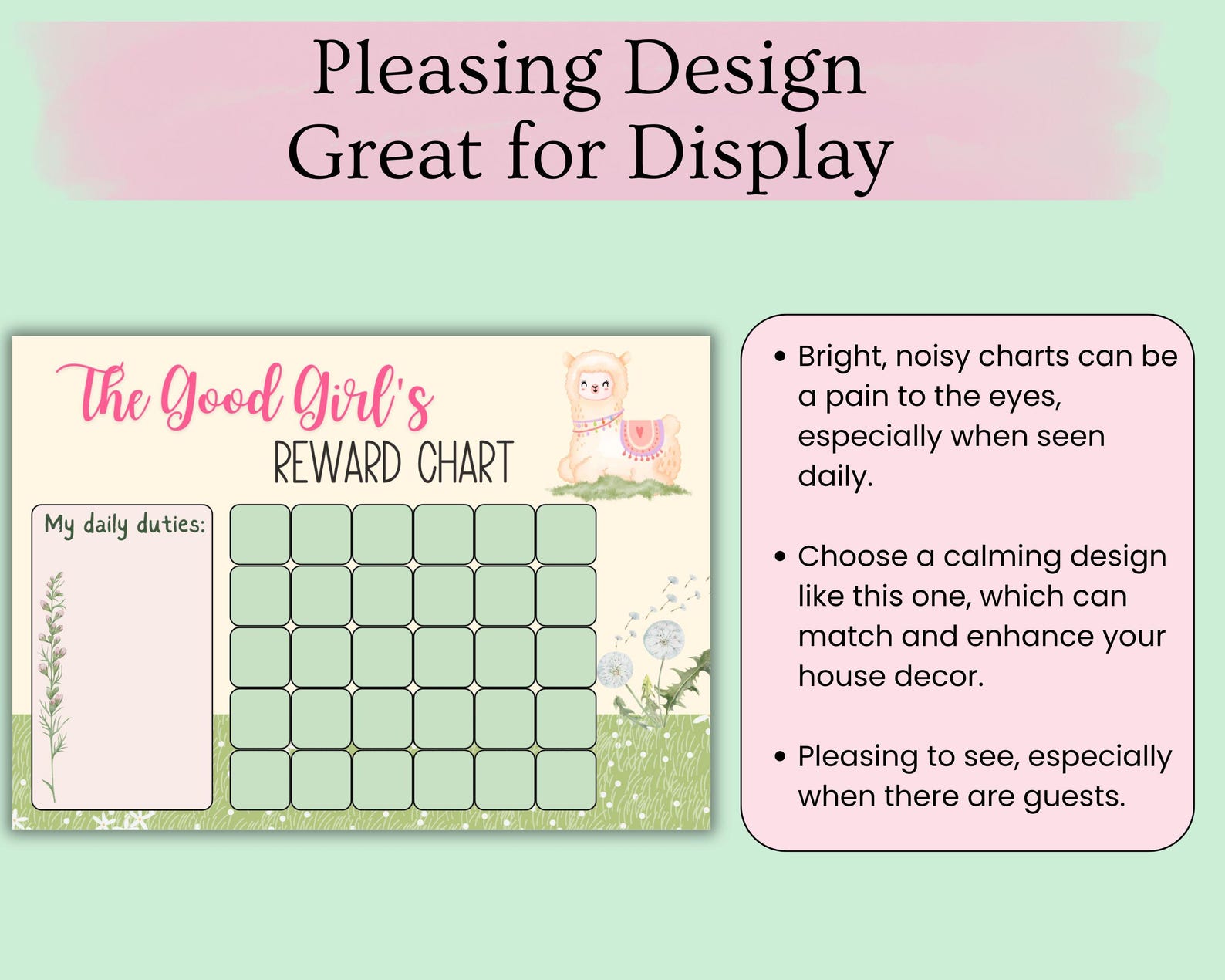 Daily Chore Chart Printable, Pastel Reward Chart, Good Behavior Chart ...