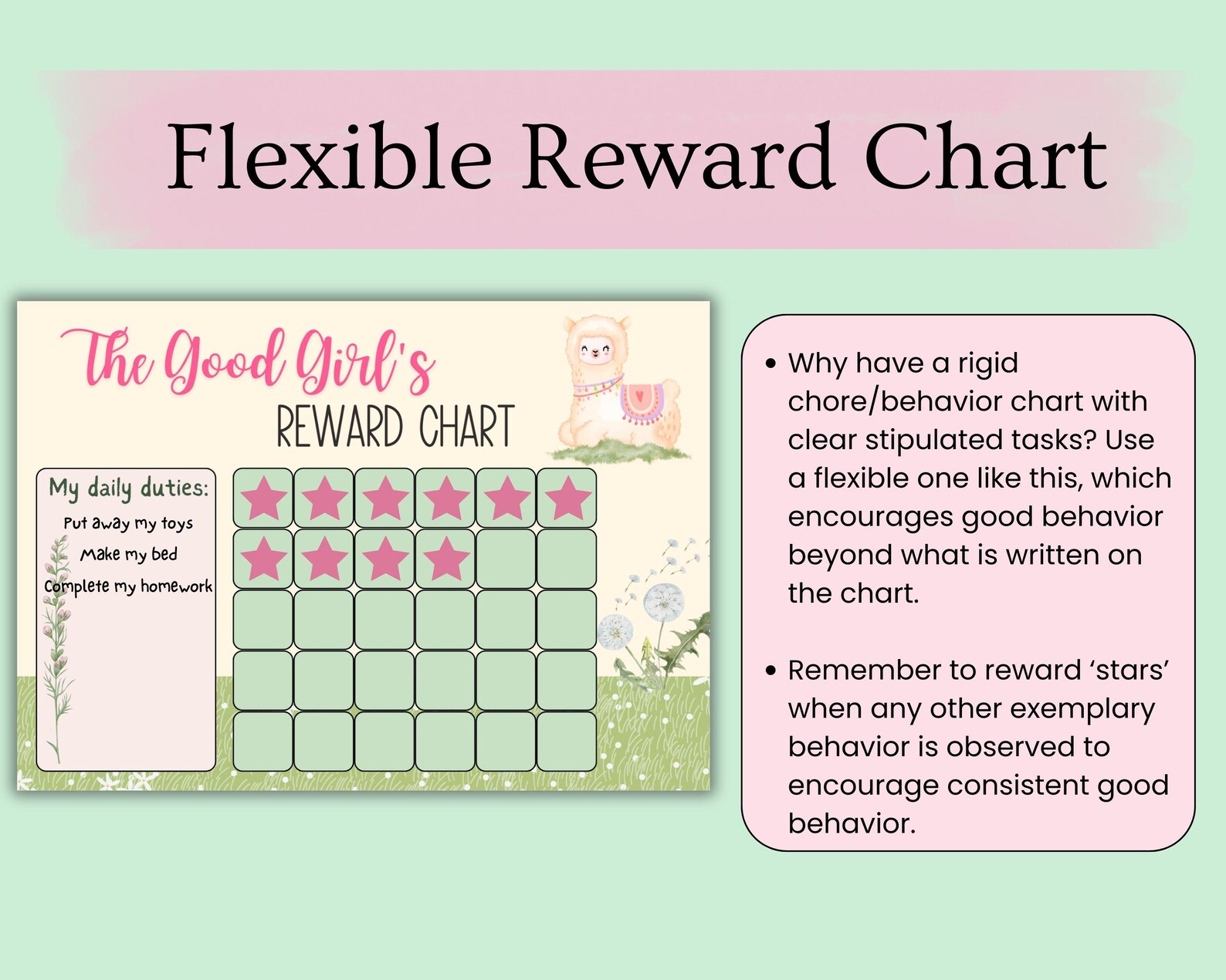 Daily Chore Chart Printable, Pastel Reward Chart, Good Behavior Chart ...