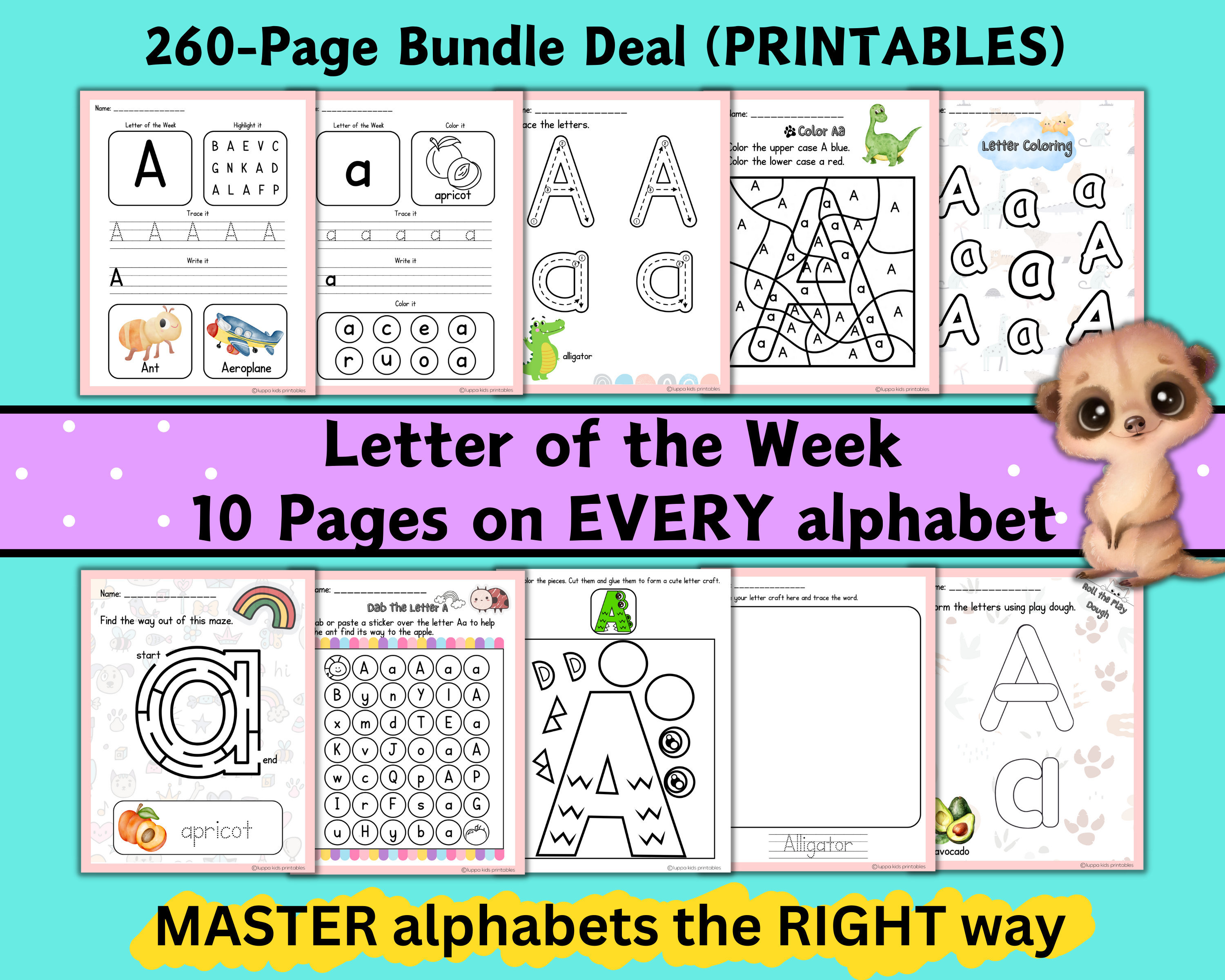 Letter of the Week Worksheets Printable, Alphabet Busy Book, Learning ...