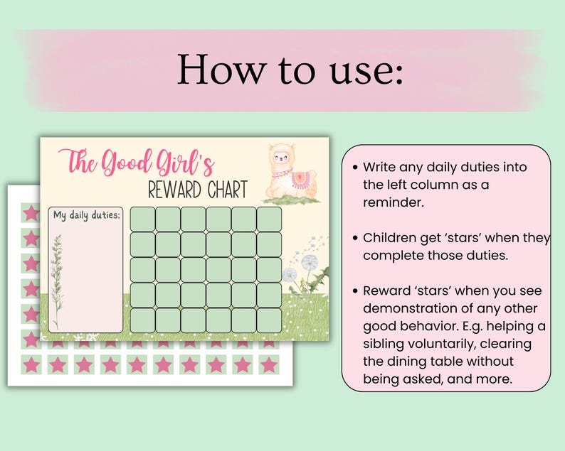 Daily Chore Chart Printable, Pastel Reward Chart, Good Behavior Chart ...