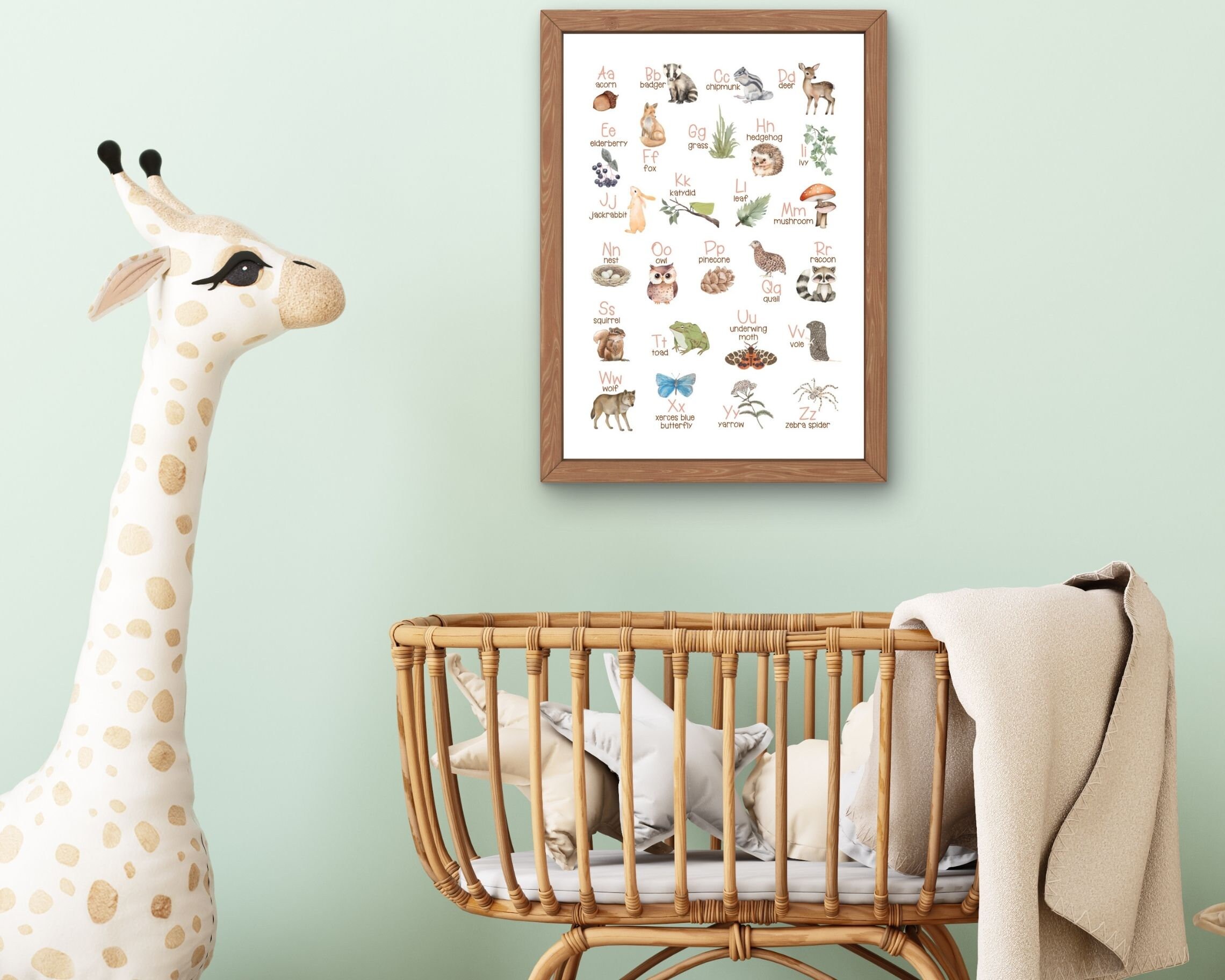 Woodland Alphabet Poster, Preschool ABC Chart, Animal Alphabet Letters ...