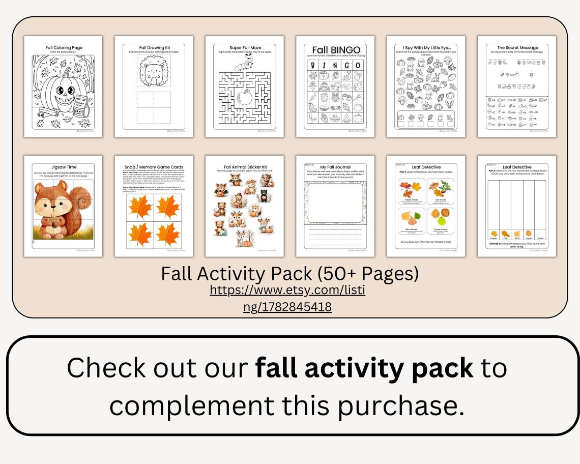 Fall Wall Art Printable for Kids, Nursery Wall Decor, Fall Classroom ...