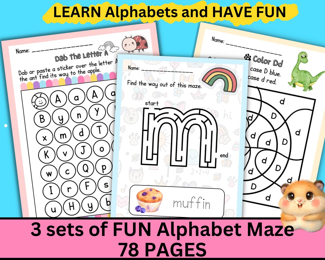 Letter Maze Printable, Alphabet Maze Worksheet, Alphabet Worksheets for ...