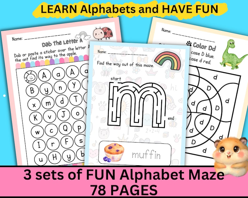 Letter Maze Printable, Alphabet Maze Worksheet, Alphabet Worksheets for ...