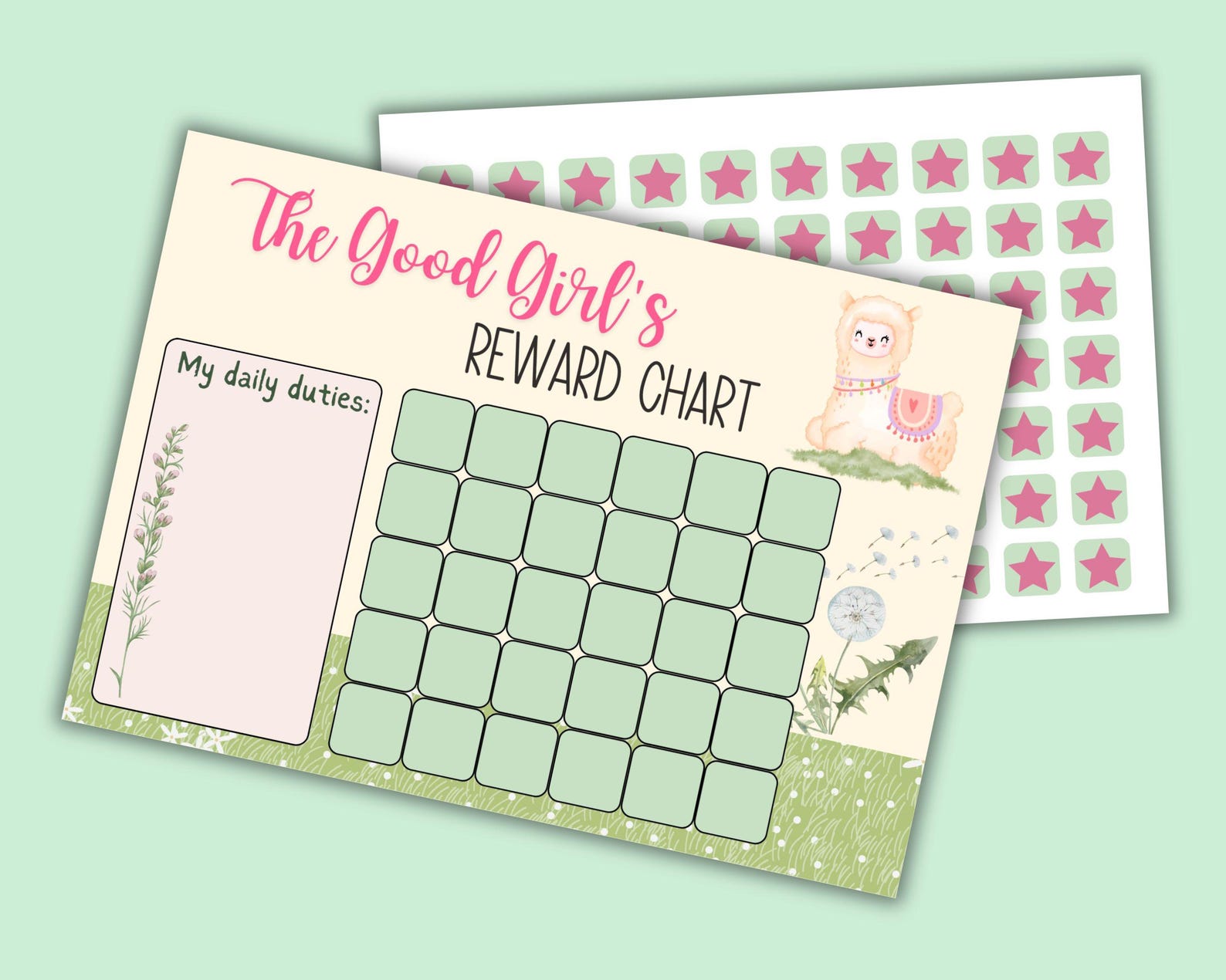 Daily Chore Chart Printable, Pastel Reward Chart, Good Behavior Chart ...