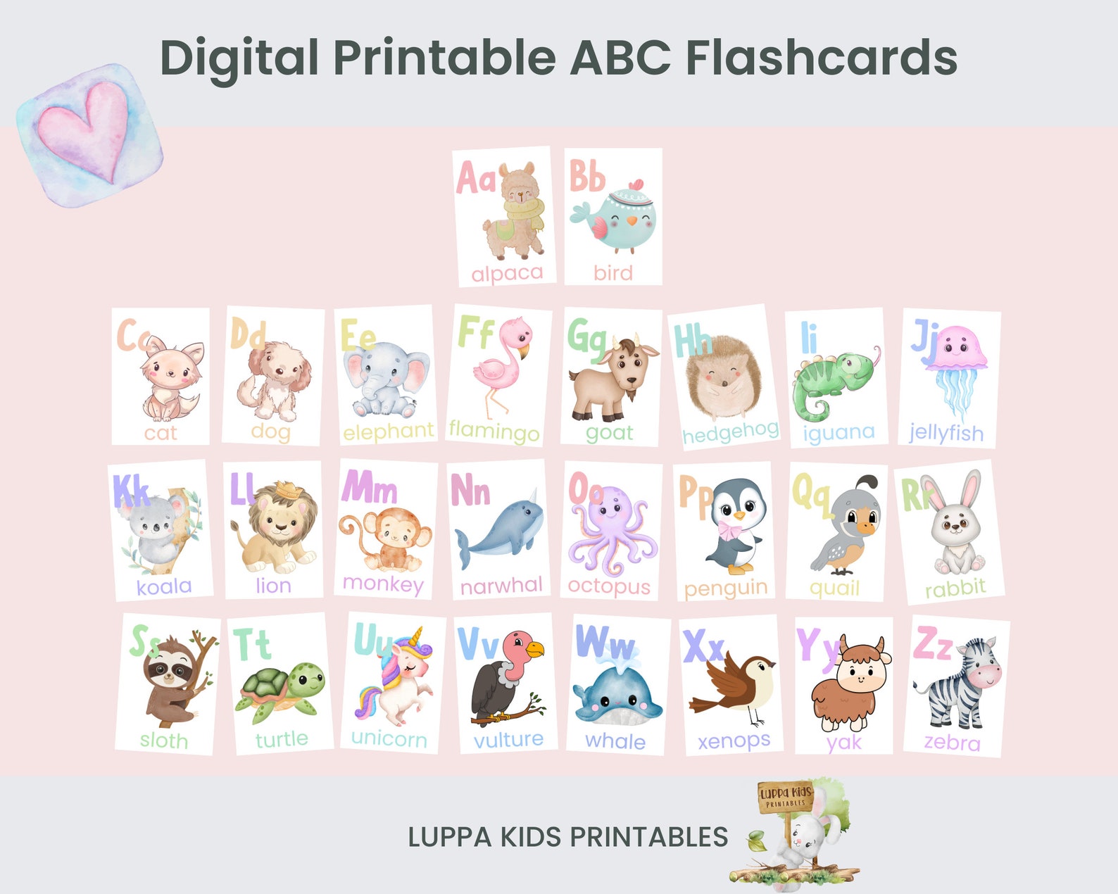 ABC Flash Cards, Educational Cards, A-Z Cards, Learn Abcs, Alphabet ...
