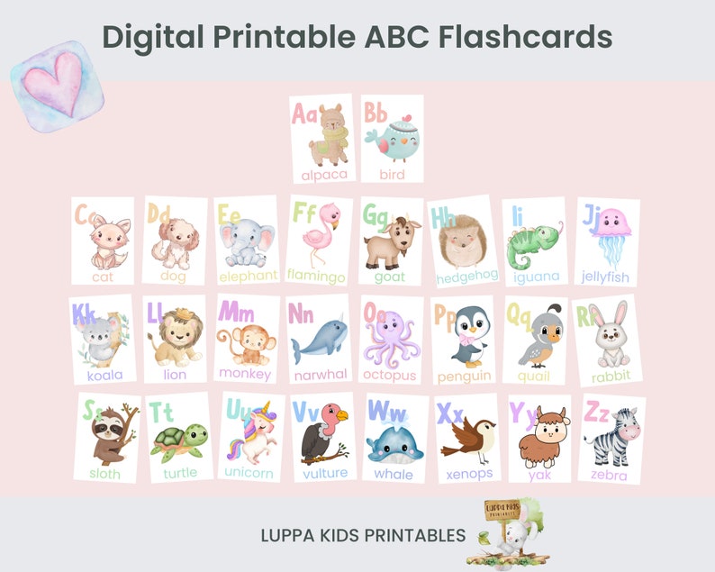 ABC Flash Cards, Educational Cards, A-Z Cards, Learn Abcs, Alphabet ...