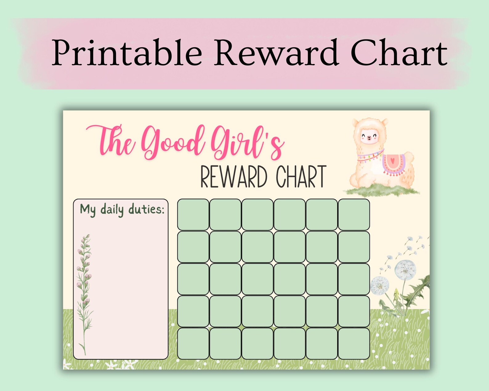 Daily Chore Chart Printable, Pastel Reward Chart, Good Behavior Chart ...