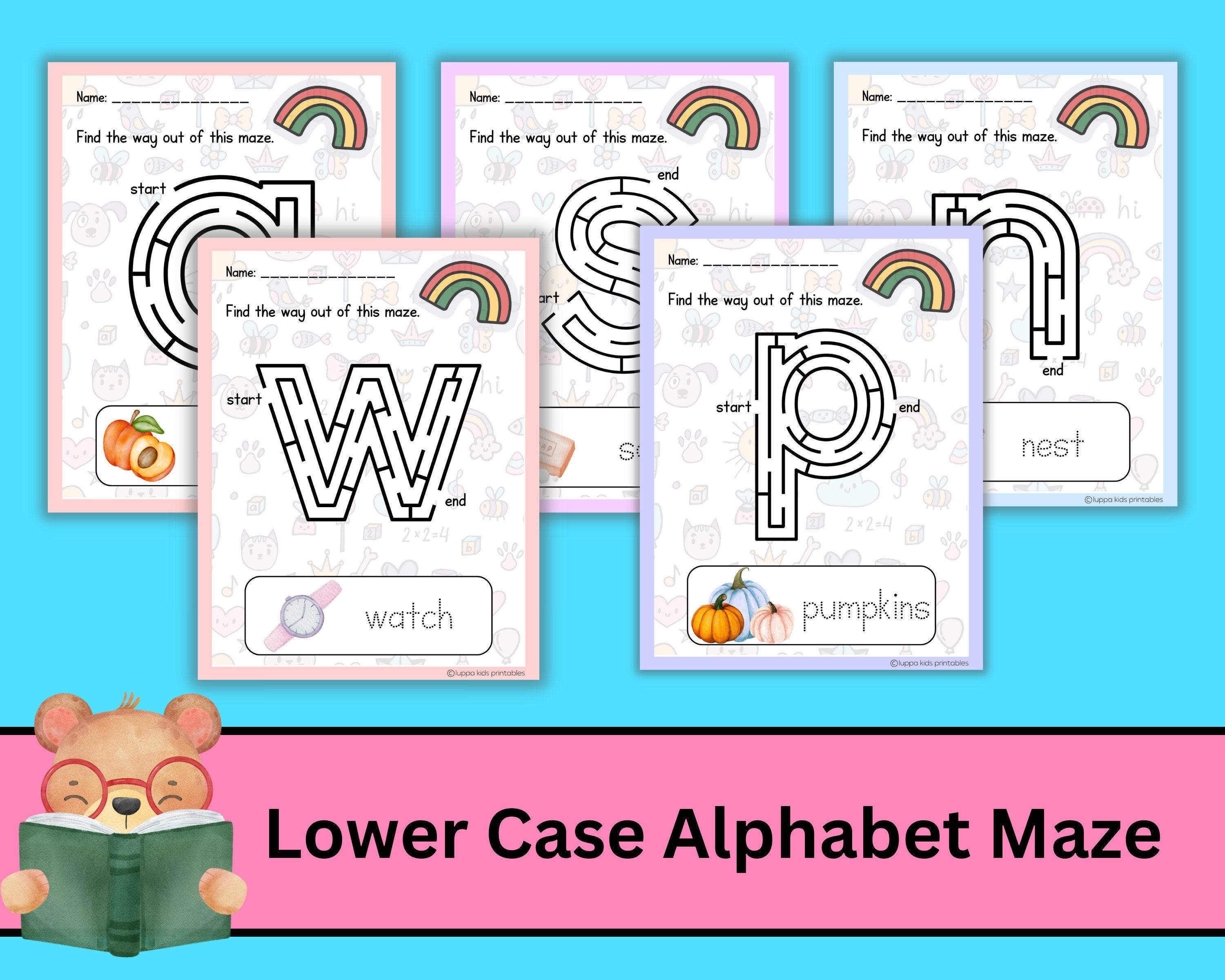 Letter Maze Printable, Alphabet Maze Worksheet, Alphabet Worksheets for ...