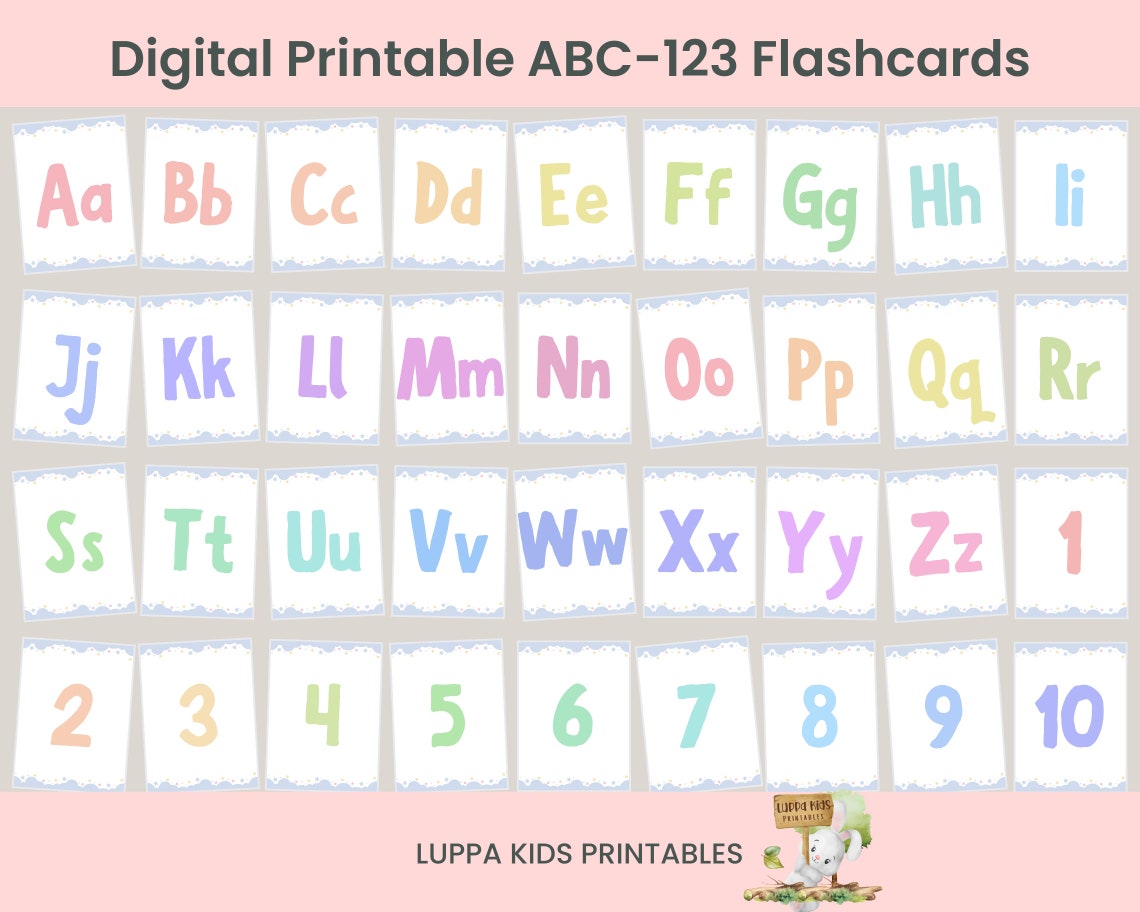 ABC Flashcards A-Z Flashcards 1-10 Flashcards Alphabet Flashcards Learn ...