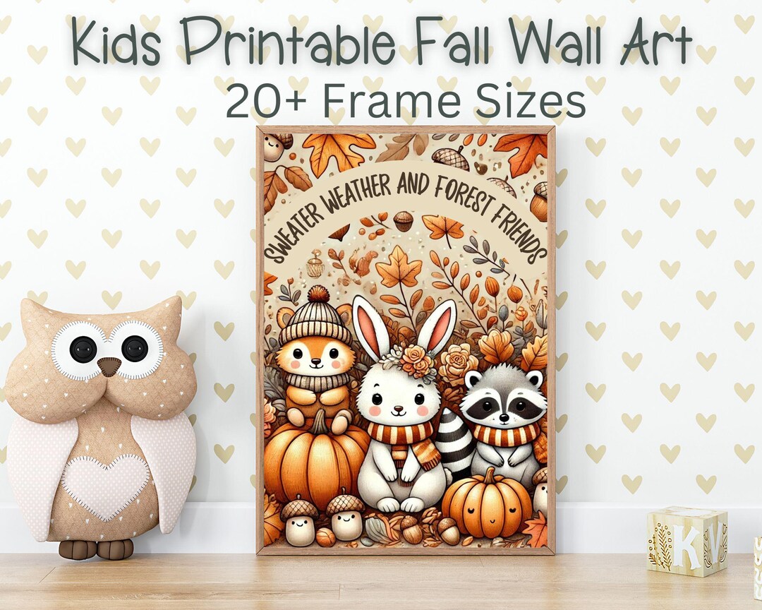 Fall Wall Art Printable for Kids, Nursery Wall Decor, Fall Classroom ...