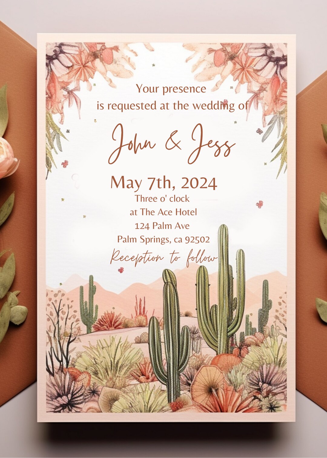 Floral Desert Invite Digital File - Etsy