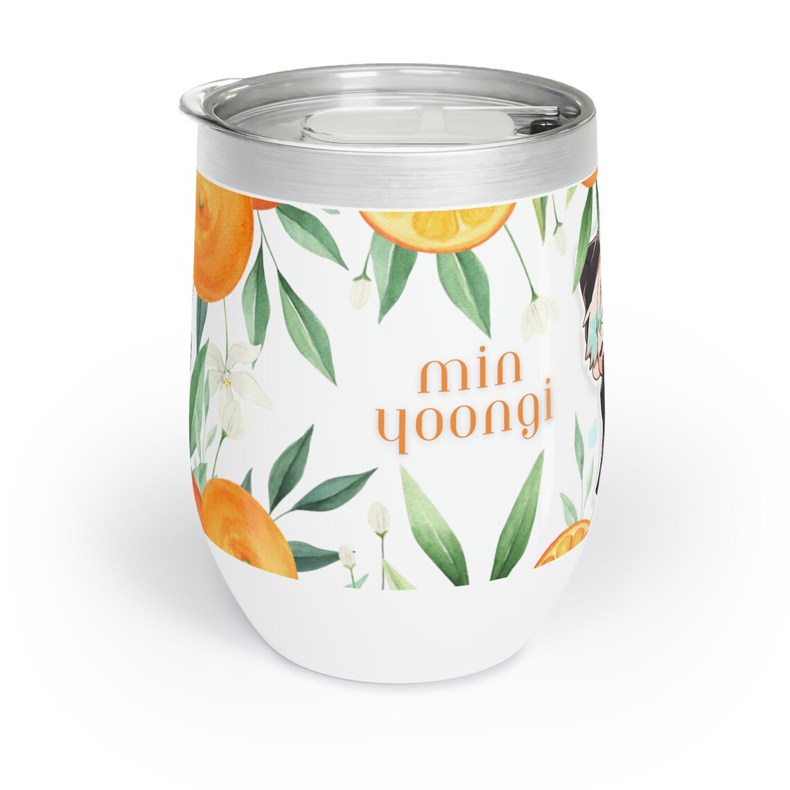 Min Yoongi Suga Cats and Tangerines Design themed Wine Tumbler 12oz ...