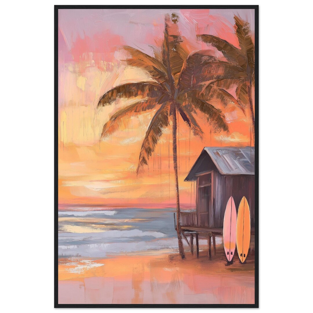 Retro Surf Shack Print – Coastal Beach House Decor - Etsy