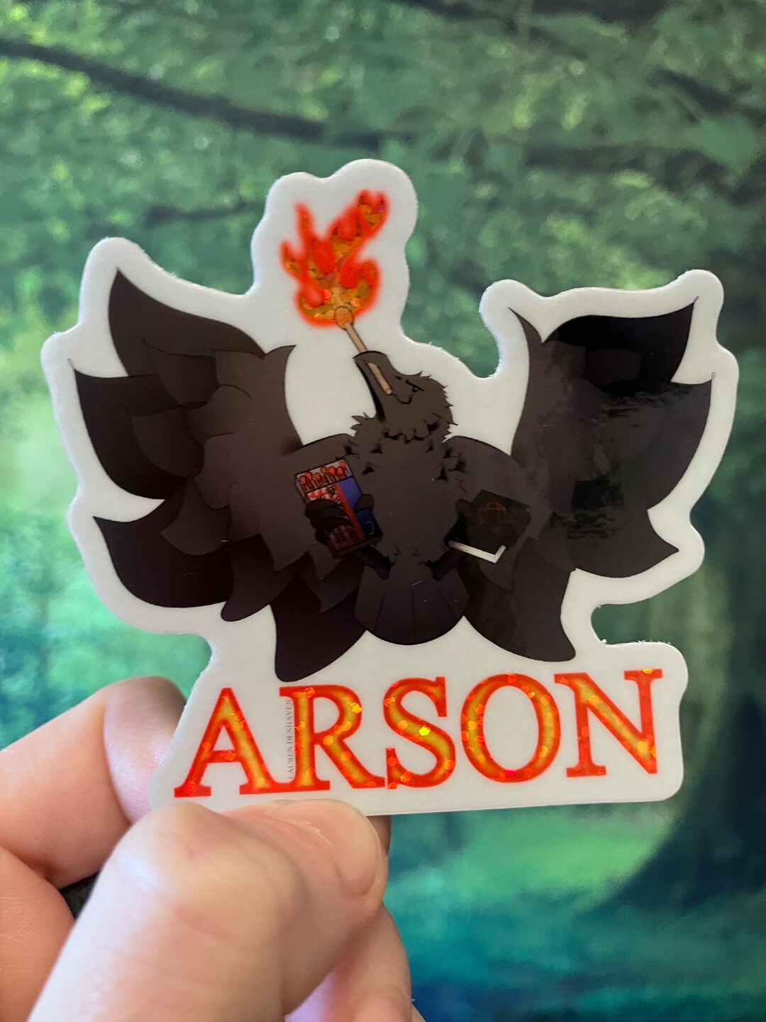 Criminal Crow Arson Glitter Sticker Anarchy Molotov Matches Raven ...