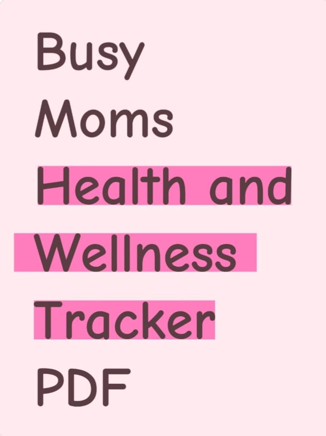 Busy Moms Health and Wellness Tracker Quick Sheet Pdf - Etsy