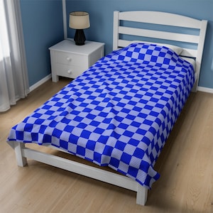 Blue Checkered Soft Blanket Gift - Etsy